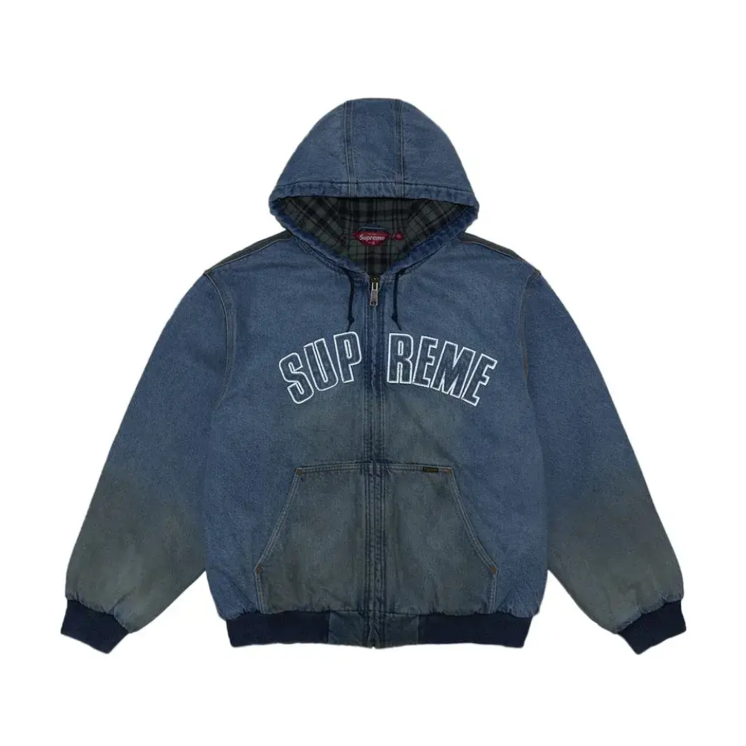 Supreme Reflective Arc Hooded Work Jacket Denim - KicksZone