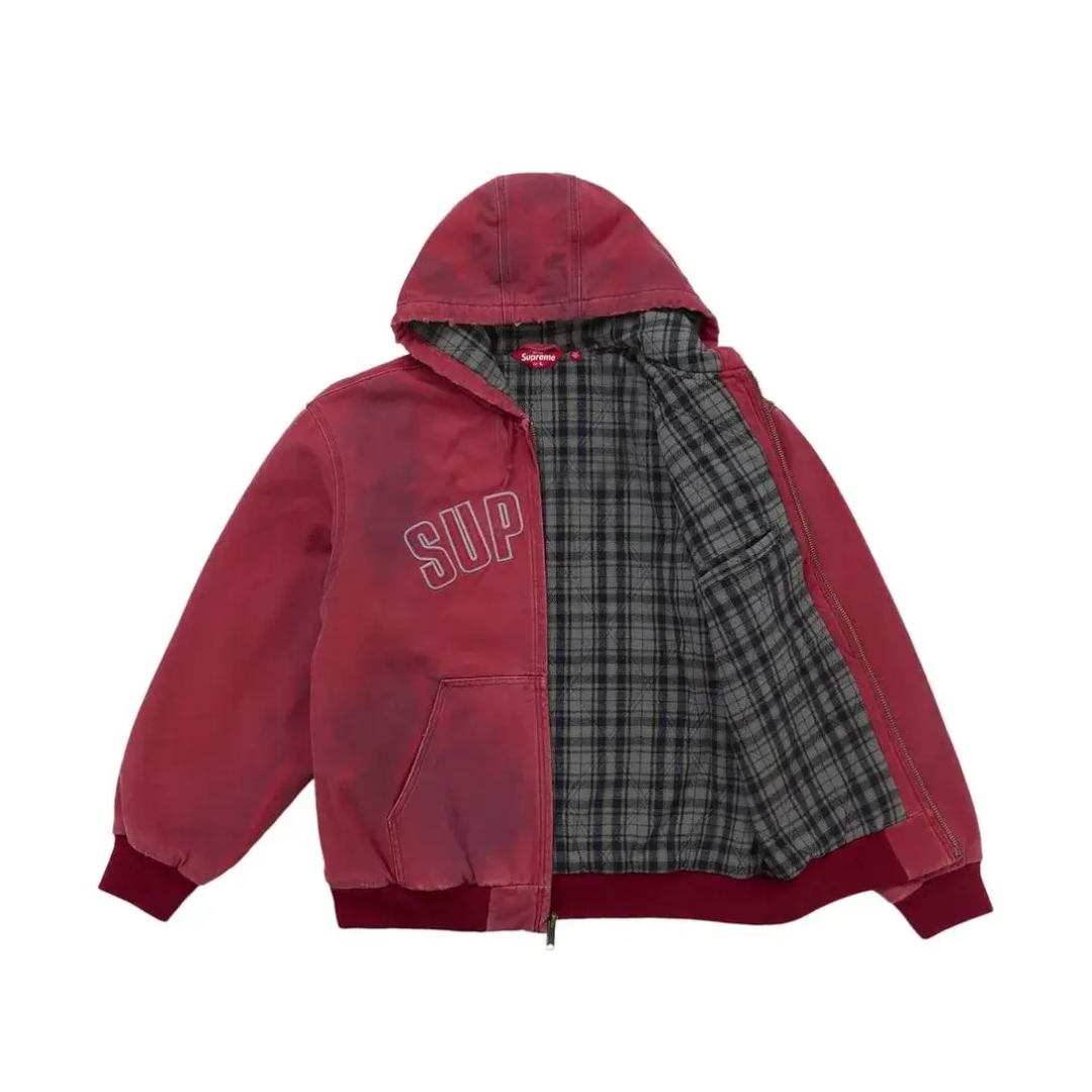 Supreme Reflective Arc Hooded Work Jacket Red - KicksZone